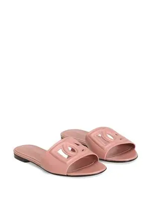 Dolce & Gabbana Dg Millennials Leather Flat Slides