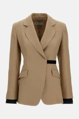 Max Mara Linen Jacket With Integrated Belt - Multicolor