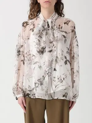 Max Mara Floral Print Silk Blend Blouse - White