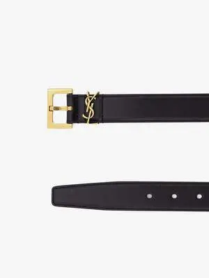 Saint Laurent Leather Belt With Cassandre Logo Buckle - Multicolor