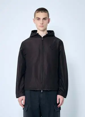 Prada Silk Hooded Zip-up Jacket - Brown