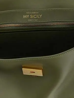 Dolce & Gabbana My Sicily' Medium Handbag In Plongé Calf Leather - Green