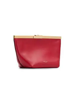 JIMMY CHOO Leather Clutch With Chain Strap - Red