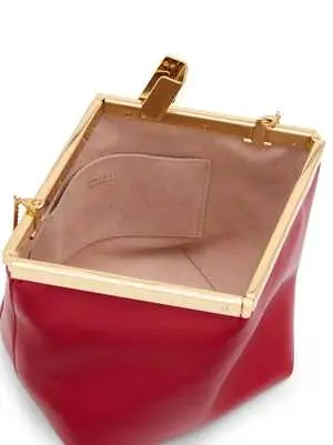 JIMMY CHOO Leather Clutch With Chain Strap - Red