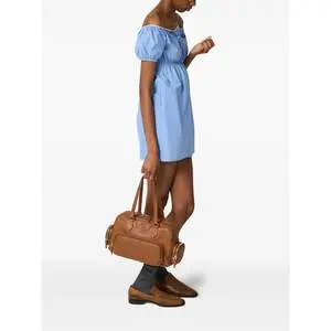 Miu Miu Off-shoulder Plaid Day Dress