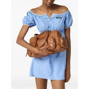 Miu Miu Off-shoulder Plaid Day Dress