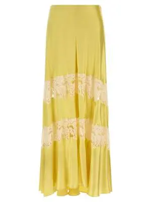 Alberta Ferretti Long Lace Insert Skirt