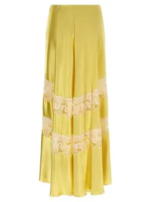 Alberta Ferretti Long Lace Insert Skirt