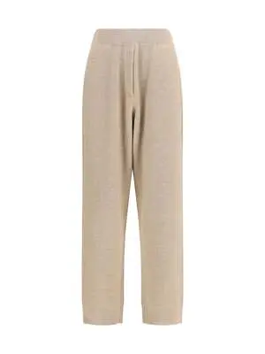 Brunello Cucinelli Cashmere Wide Leg Pants - Cream