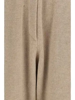 Brunello Cucinelli Cashmere Wide Leg Pants - Cream