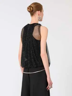 Sportmax Embellished Mesh Top - Black