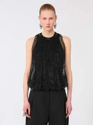 Sportmax Embellished Mesh Top - Black