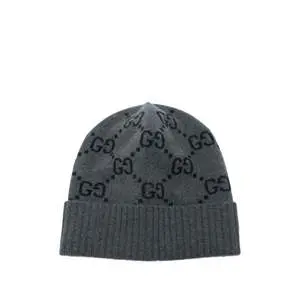 Gucci Gucci GG Monogram Cashmere Beanie Gray