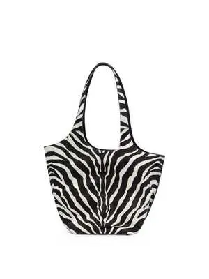 Attico La Scoop Large" Zebra Print Pony Skin Shoulder Bag - Multicolor