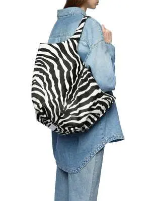 Attico La Scoop Large" Zebra Print Pony Skin Shoulder Bag - Multicolor