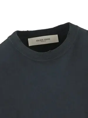 GOLDEN GOOSE Aged-effect Cotton T-shirt With Reverse Logo On The Back