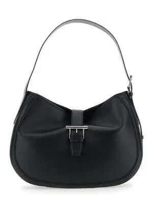 Alexander McQueen Leather Shoulder Bag With T Buckle Closure - Black