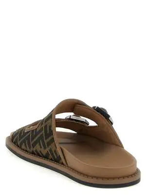 Fendi Ff Jacquard Feel Sandals - Brown