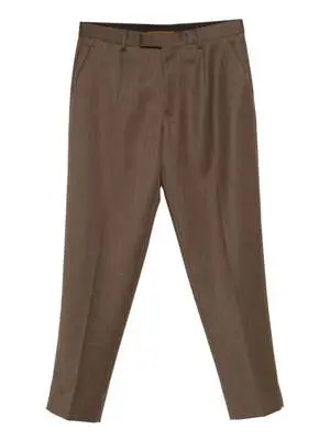 Zegna Wool Trousers With Button, Hook, And Zip Fastening - Brown