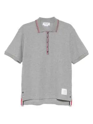 Thom Browne Cotton Polo With Logo Embroidery - Gray