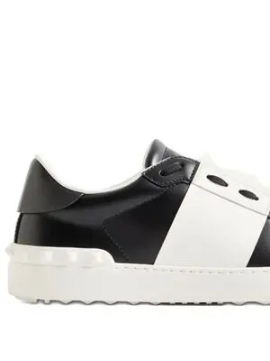 Valentino Garavani Open Leather Sneakers With Contrast Band And Stud Details - Black