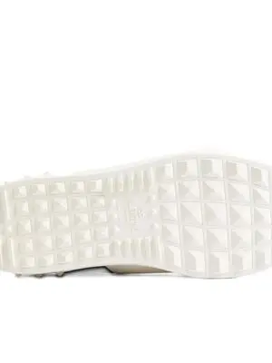 Valentino Garavani Open Leather Sneakers With Contrast Band And Stud Details - Black