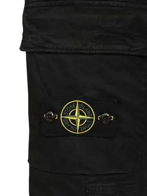 Stone Island Cargo Trousers In Broken Cotton Twill - Black