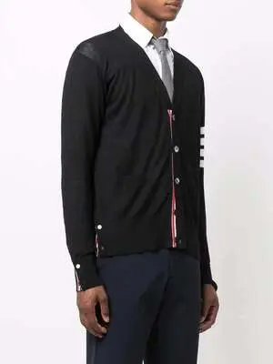 Thom Browne 4-stripe Detail Virgin Wool Cardigan - Black