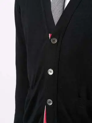 Thom Browne 4-stripe Detail Virgin Wool Cardigan - Black