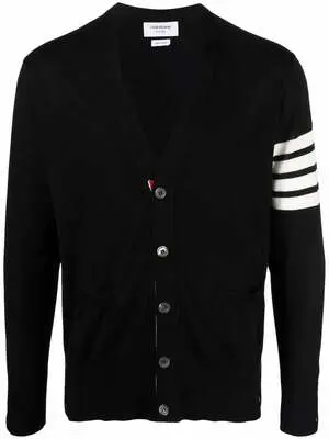 Thom Browne 4-stripe Detail Virgin Wool Cardigan - Black