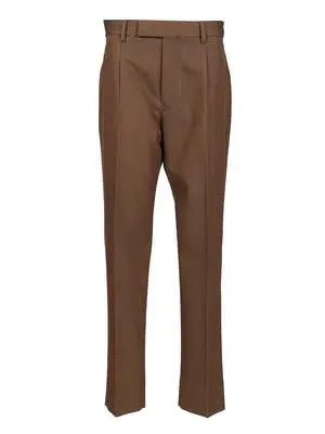 Zegna Dark Foliage Cotton And Wool Trousers - Brown