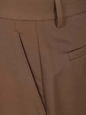 Zegna Dark Foliage Cotton And Wool Trousers - Brown