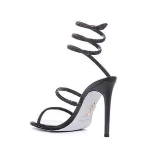 Rene Caovilla Cleo" Crystal Embellished Stiletto Sandals - Black