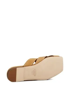 TOD'S Flat Leather Sandals With Crossed Straps