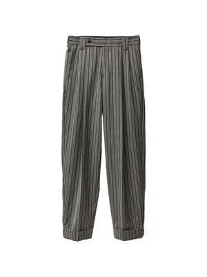 Versace Striped Pleated Trousers - Black
