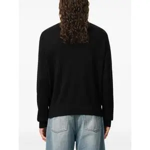 AMI Paris Merino Wool Crew Neck Sweater With De Coeur Embroidery - Black