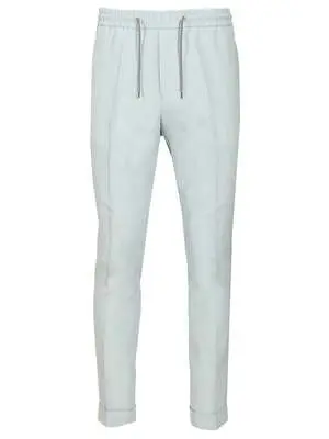 Paul Smith Slim Fit Linen Trousers With Drawstring And Pleats