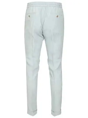 Paul Smith Slim Fit Linen Trousers With Drawstring And Pleats