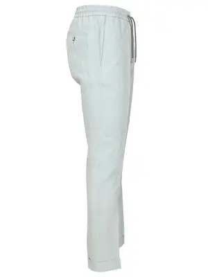 Paul Smith Slim Fit Linen Trousers With Drawstring And Pleats