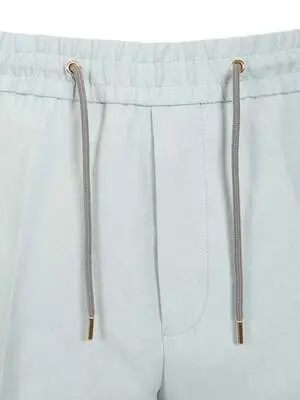 Paul Smith Slim Fit Linen Trousers With Drawstring And Pleats