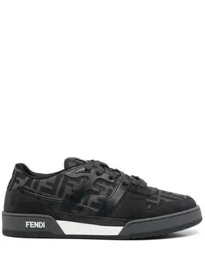 Fendi Ff Jacquard And Suede Sneakers - Gray