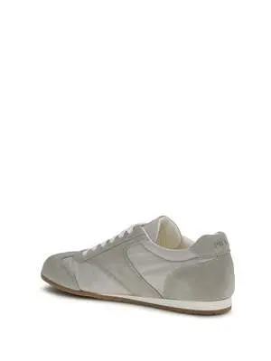 Prada Suede And Fabric Two-tone Lace-up Sneakers