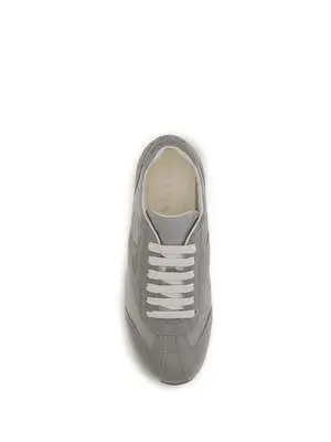 Prada Suede And Fabric Two-tone Lace-up Sneakers