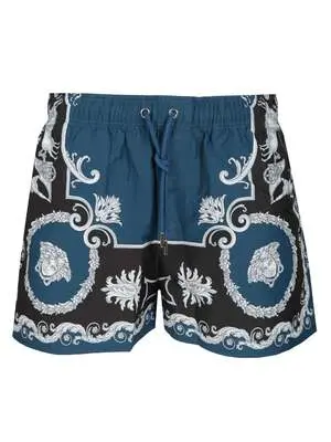 Versace Baroque Print Swim Shorts - Blue