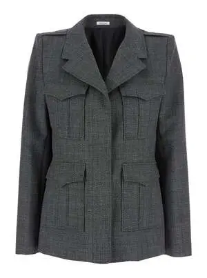 Alexander McQueen Wool Jacket With Notched Lapel And Patch Pockets - Multicolor
