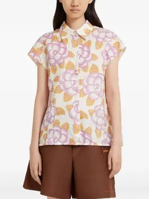 Marni Floral Cap Sleeve Shirt - Multicolor
