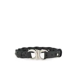 FERRAGAMO Calf Leather Braided Gancini Bracelet