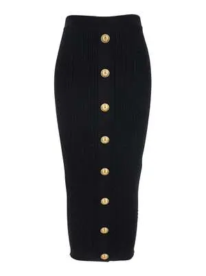 Balmain BALMAIN Ribbed Pencil Skirt With Logo Buttons Multicolor