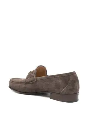 Valentino Garavani V Logo Plaque Suede Loafers - Gray
