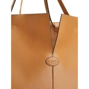 TOD'S Leather Tote Bag With Two Top Handles - Brown